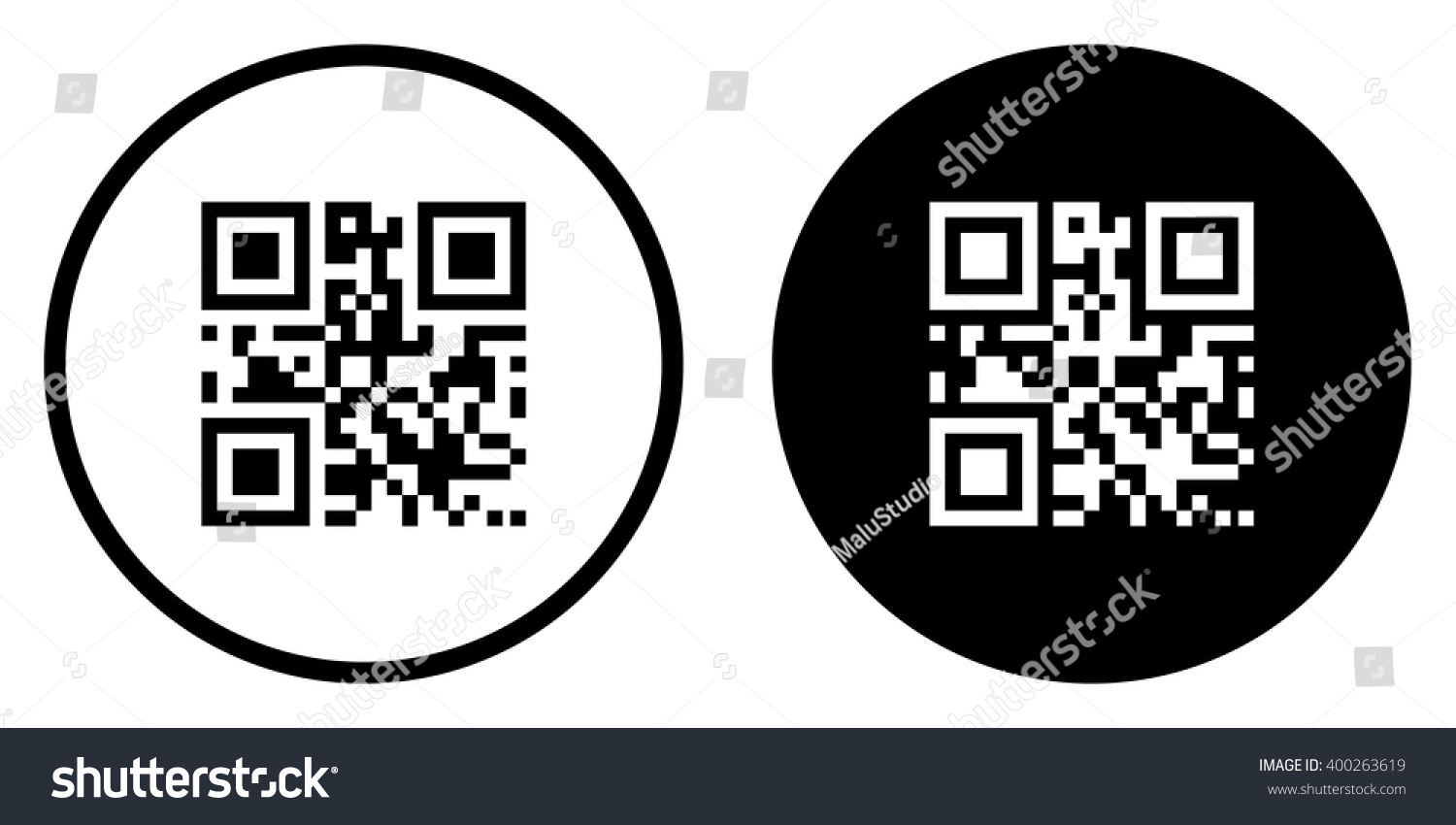 「Qr Code Icon Circle Vector Illustration」のベクター画像素材（ロイヤリティフリー） 400263619 ...