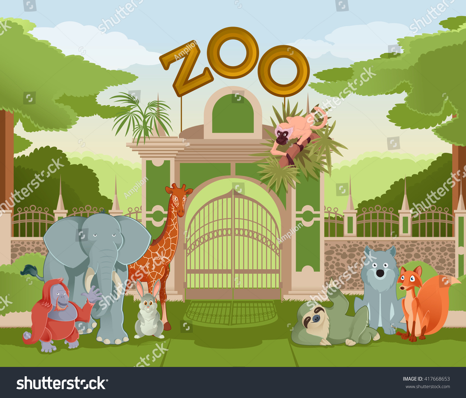 Vector Image Zoo Gate Animals 3 Stock Illustration 417668653 | Shutterstock