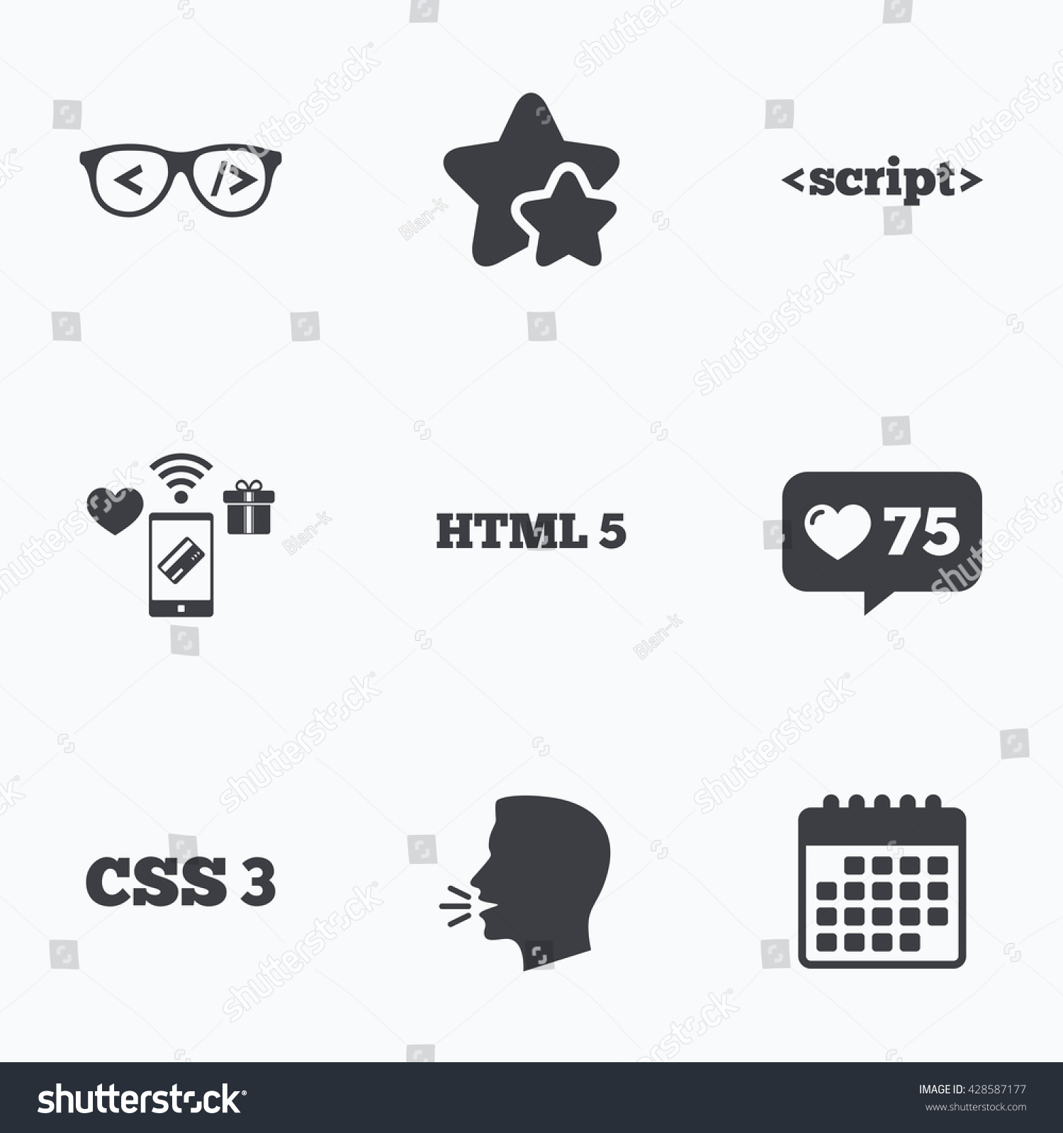 Programmer Coder Glasses Icon Html5 Markup Stock Vector Royalty Free 428587177 Shutterstock