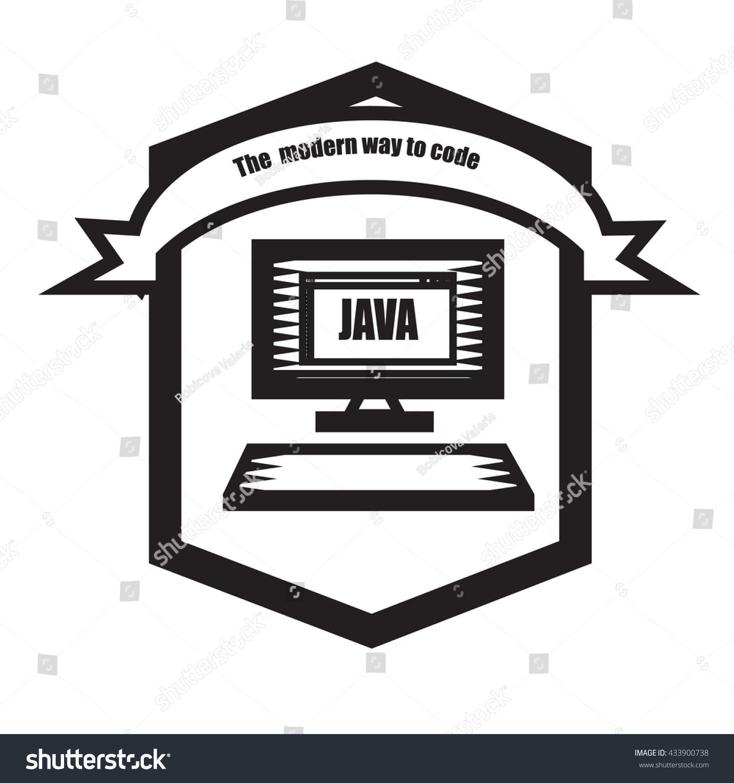 Black White Vector Logo Java Programming Stock Vector (Royalty Free ...