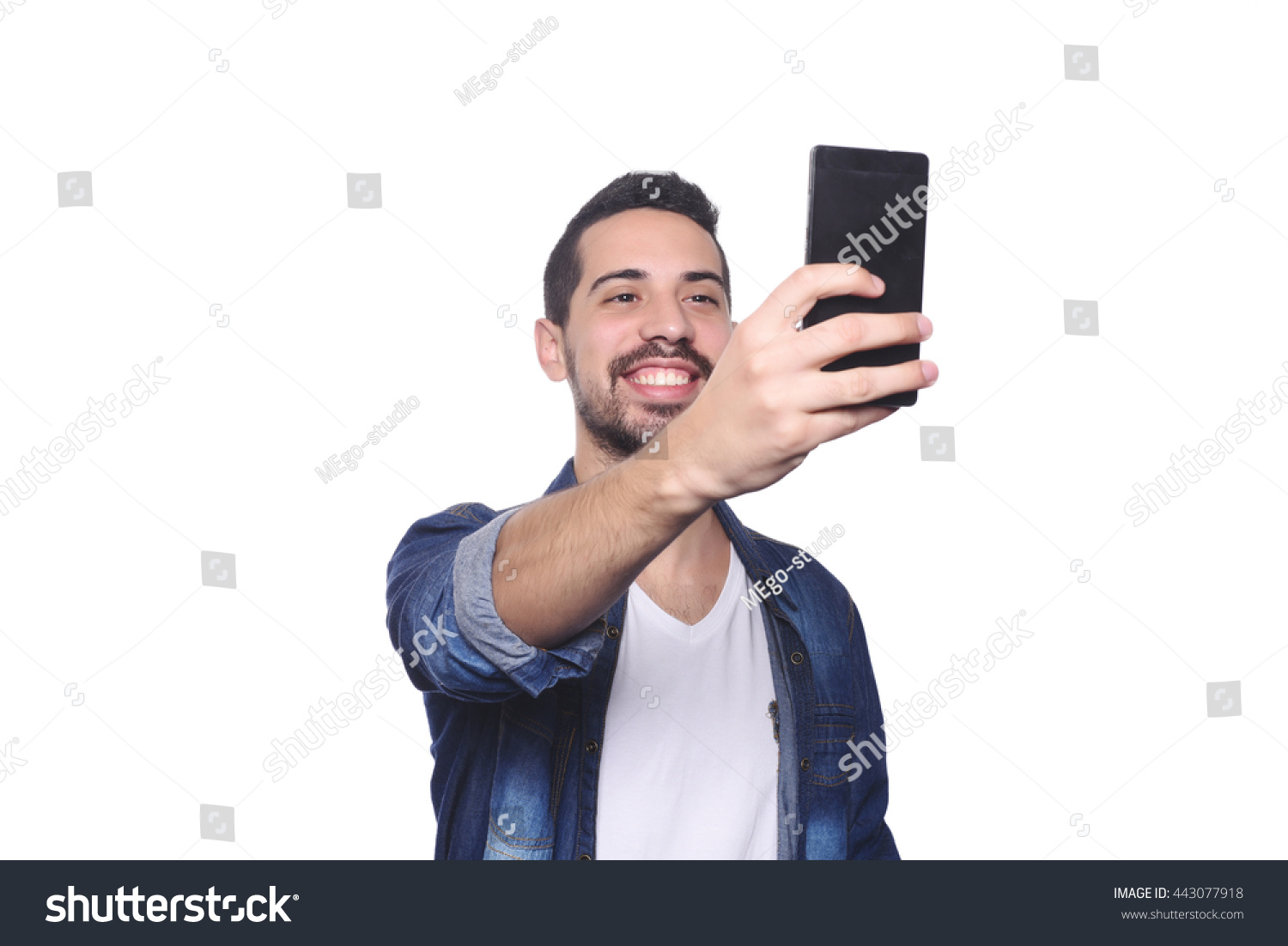 Portrait Attractive Young Man Taking Selfie Stock Photo 443077918 ...