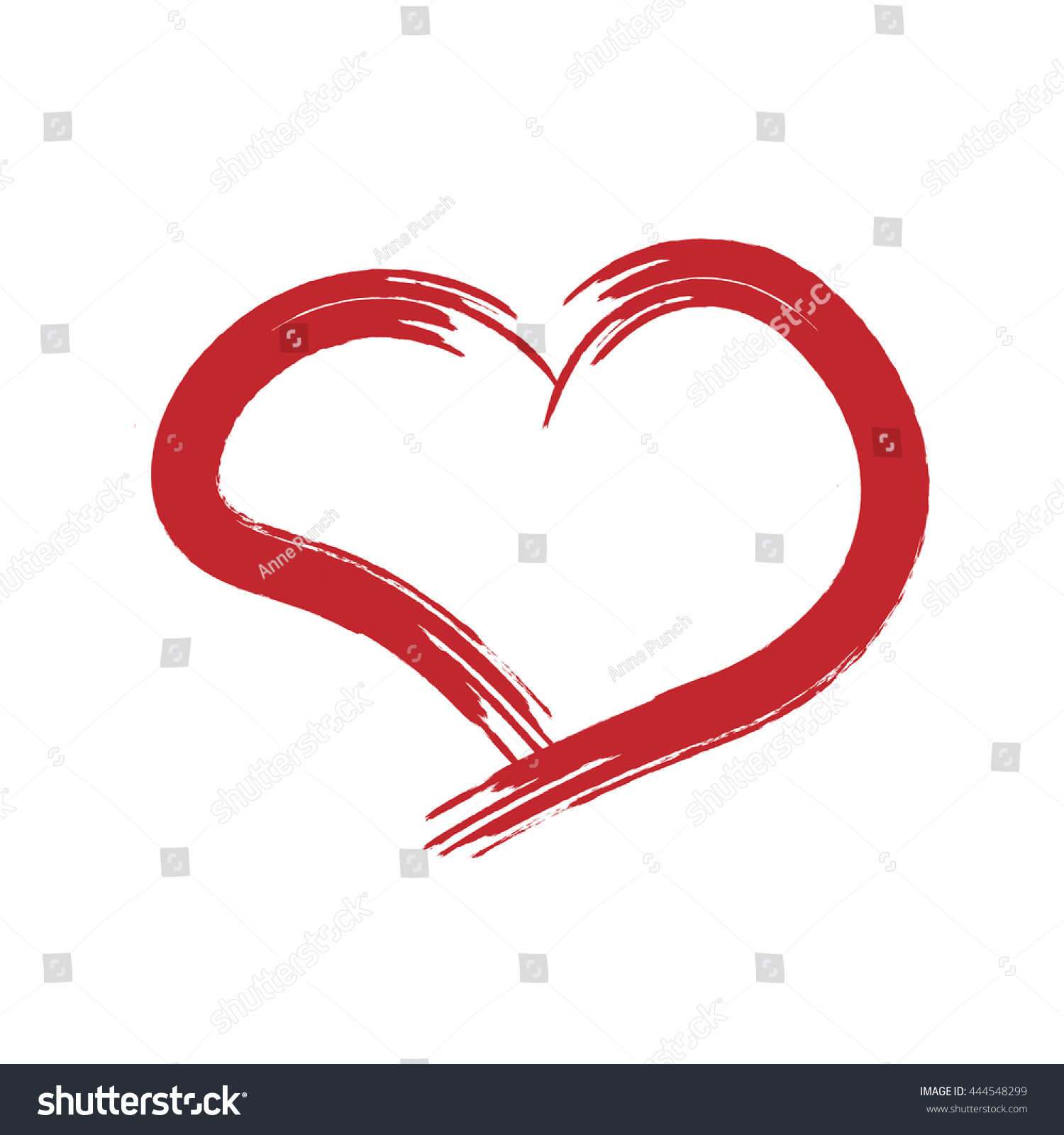 Silhouette Red Heart Drawn By Hand Stock Vector (Royalty Free ...