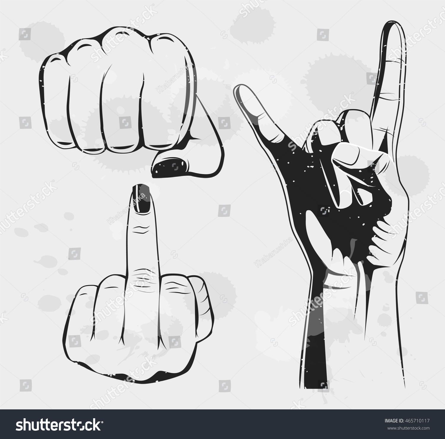 Set Devil Horns Thumbs Vector Illustration Stock Vector Royalty Free 465710117 Shutterstock 