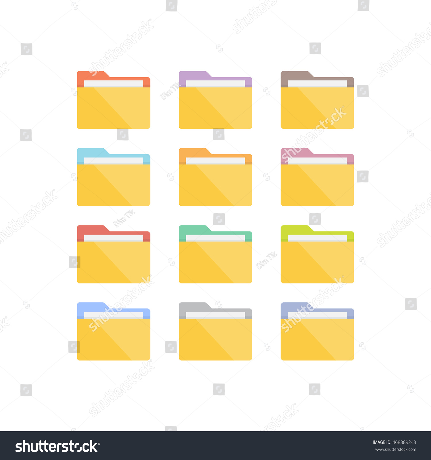 Set Folders Isolated White Background Vector Stock Vector (Royalty Free ...