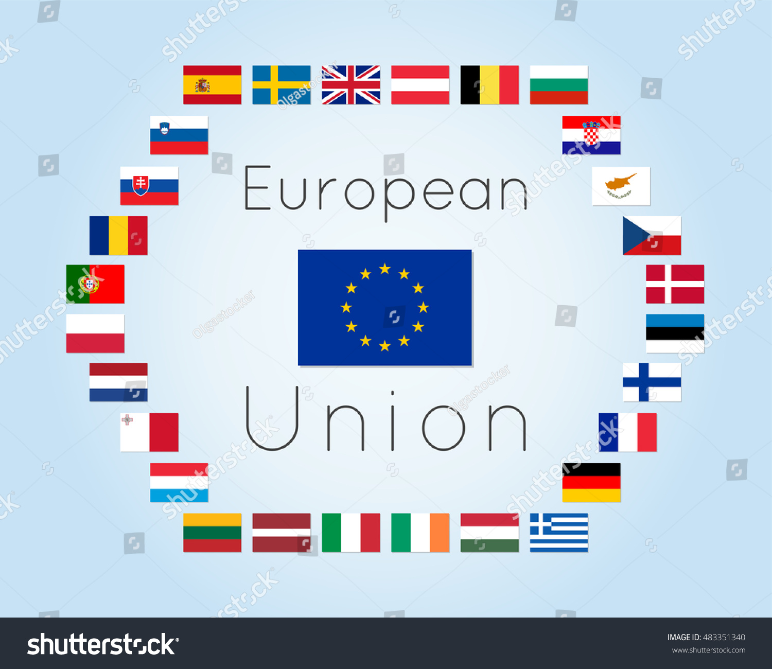 Vector Illustration European Union Countries Flags Stock Vector ...