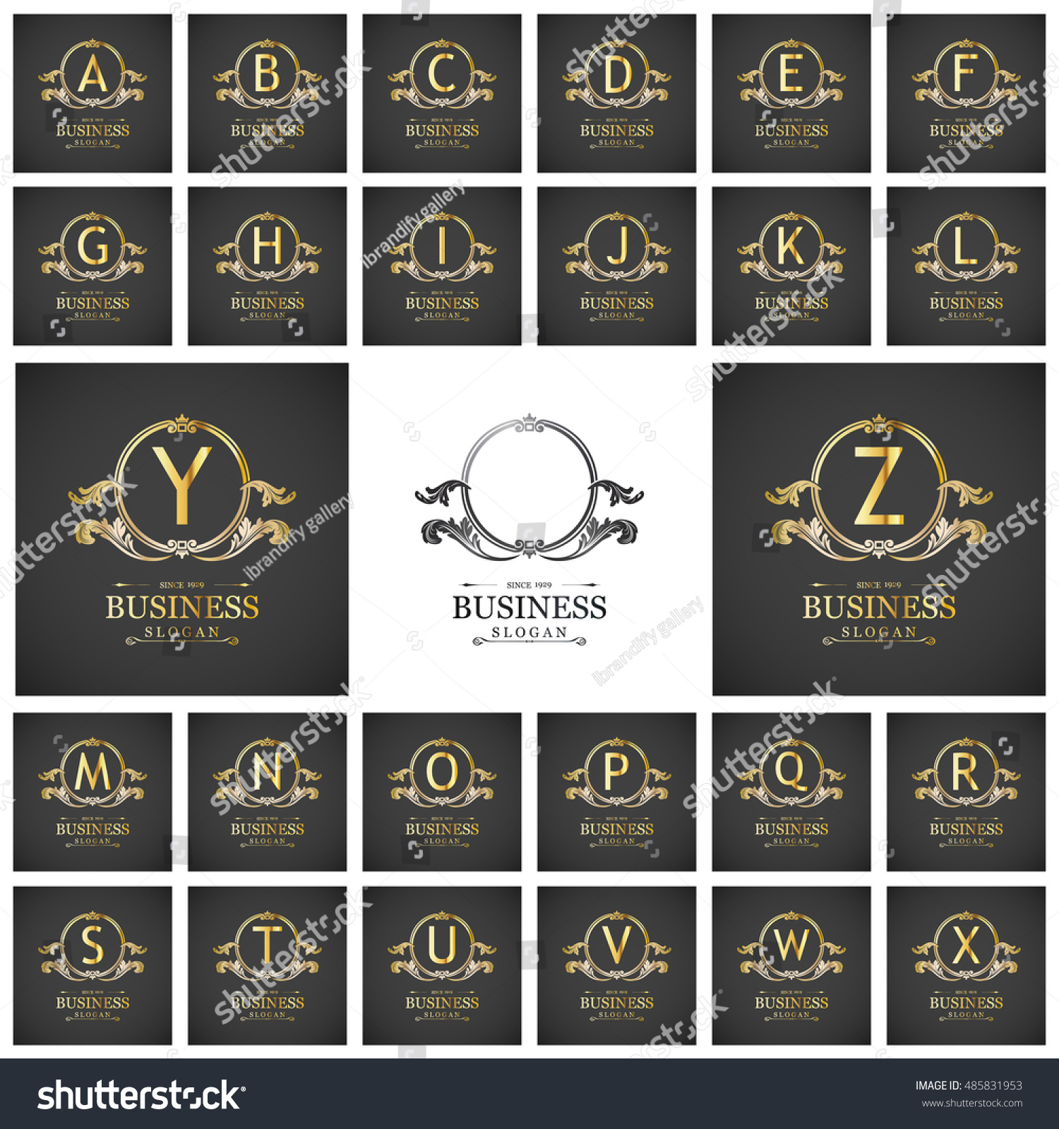 Z Golden Flourish Logo Set Set Stock Vector (Royalty Free) 485831953 ...