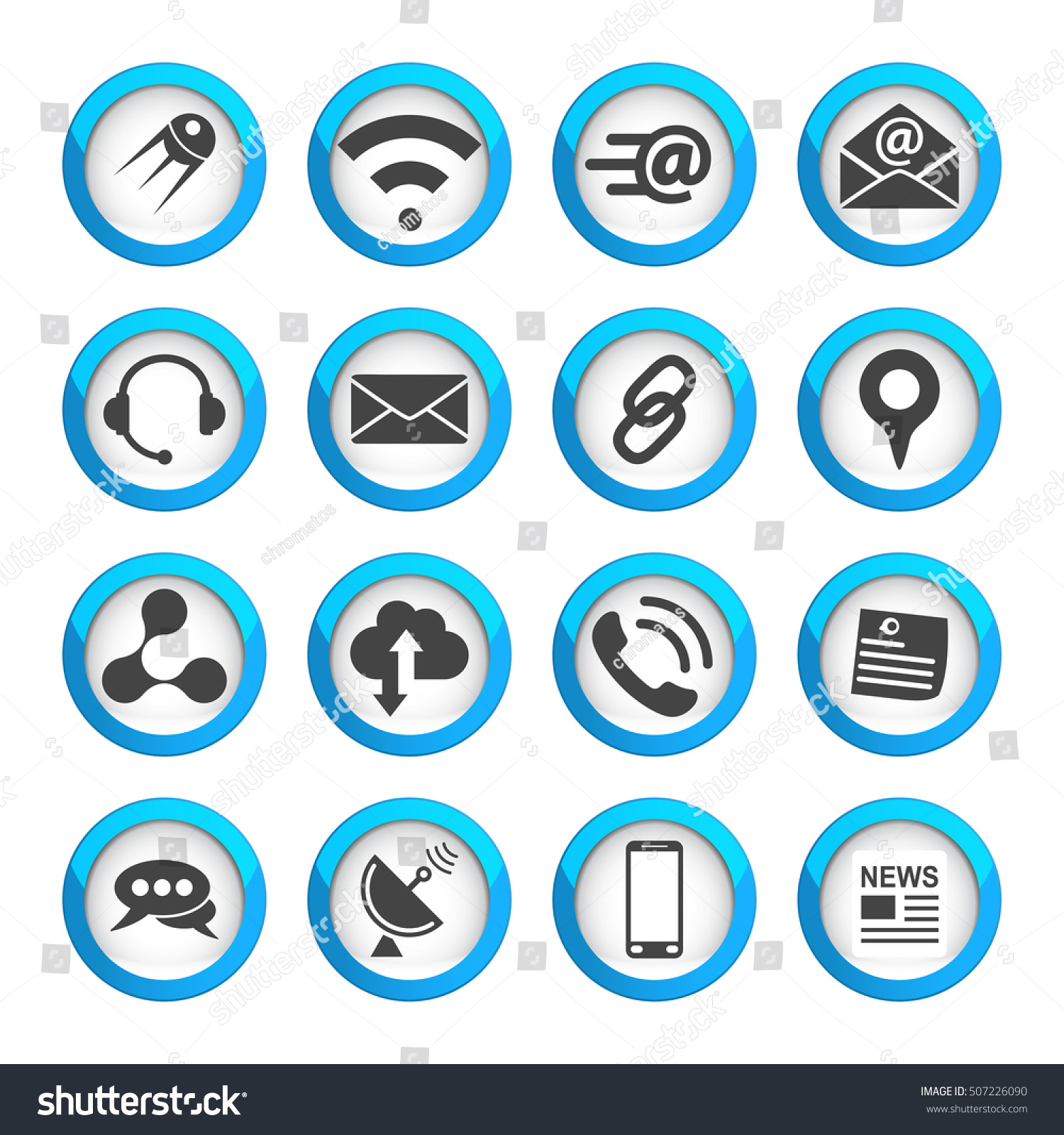 Connection Communication Icons Set 16 Vector Stock Vector (Royalty Free ...