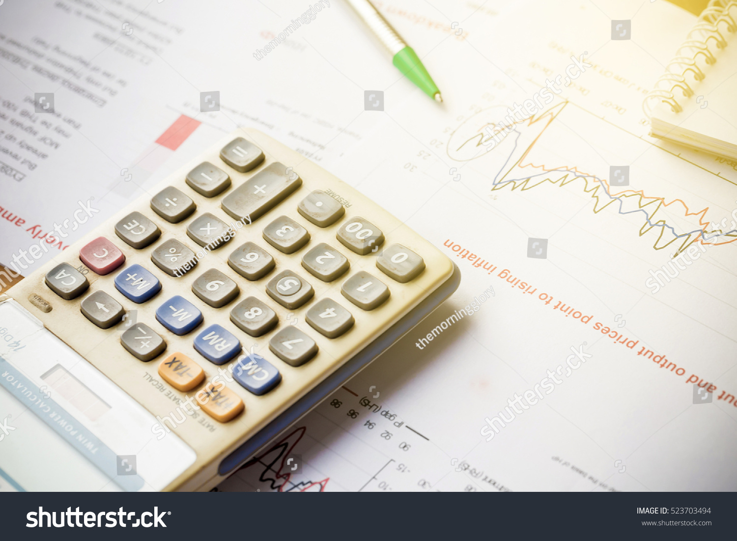 1 Money And Calculator On Paper With A Beam Of Light Images, Stock ...