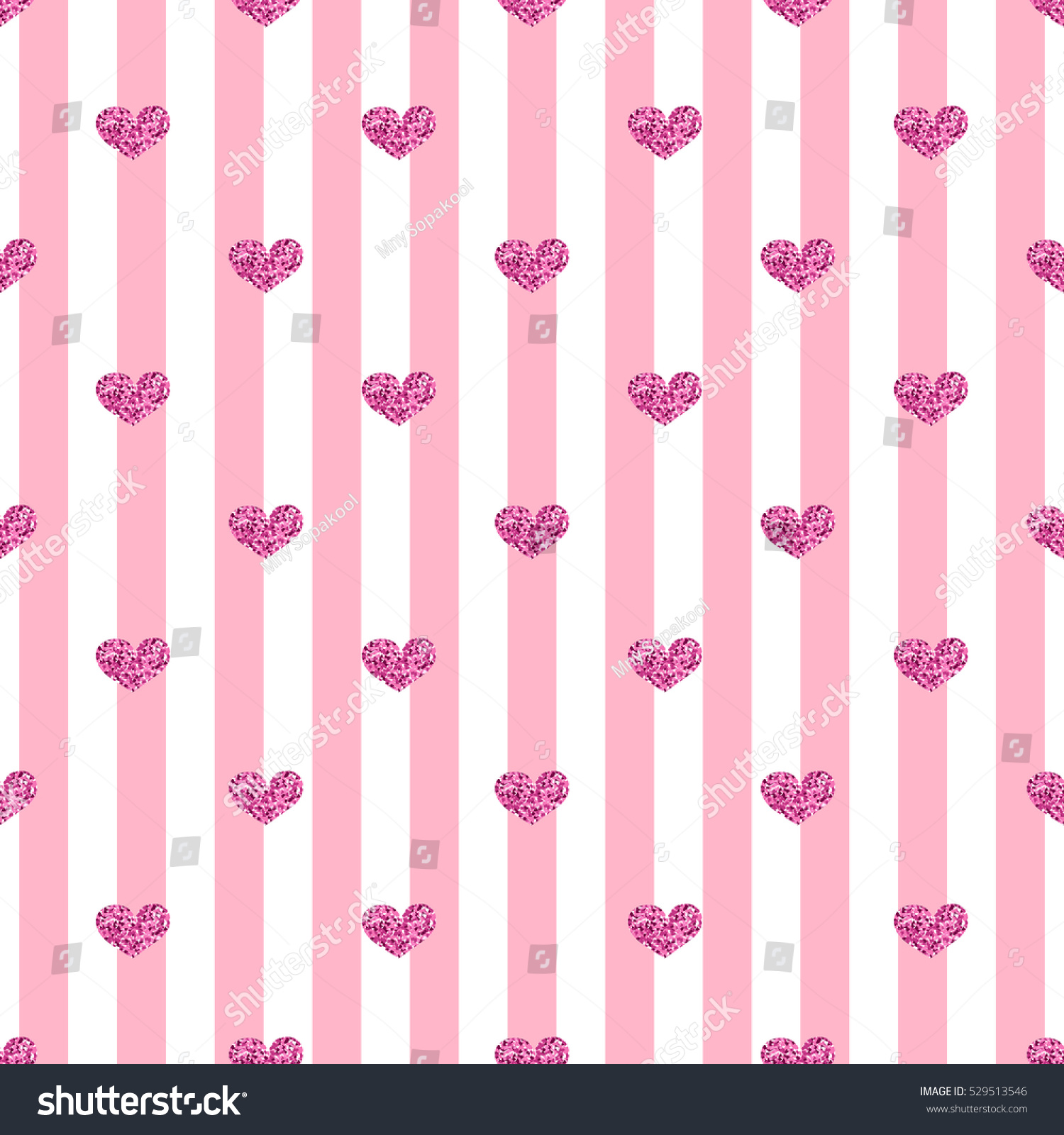 Seamless Pink Heart Glitter Pattern On Stock Illustration 529513546 ...
