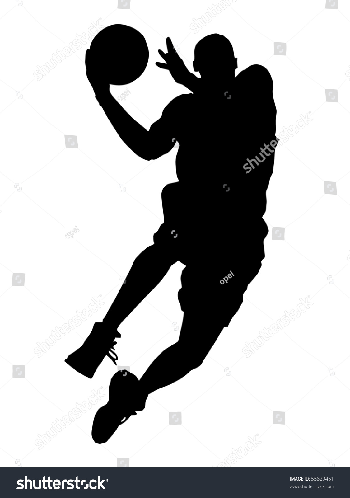 Basketball Player Jump Ball Graphics Silhouette Stock Vector (Royalty ...