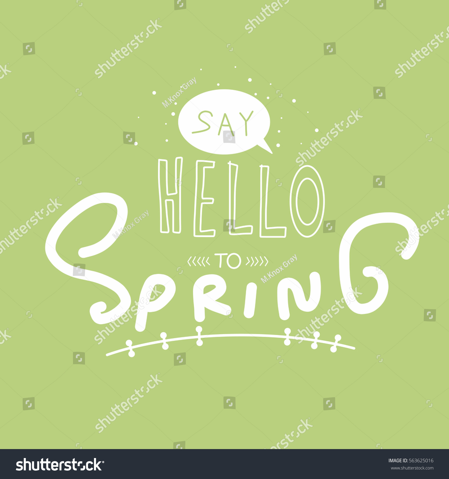 Say Hello Spring Word Lettering Illustration Stock Vector (Royalty Free ...