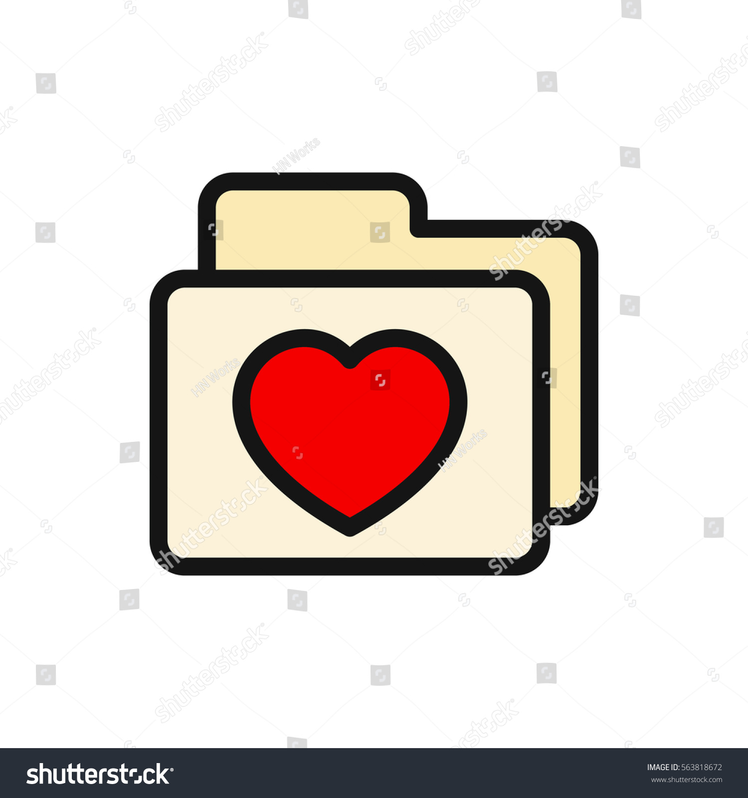 Folder Heart Icon Illustration Isolated Vector Stock Vector (Royalty ...