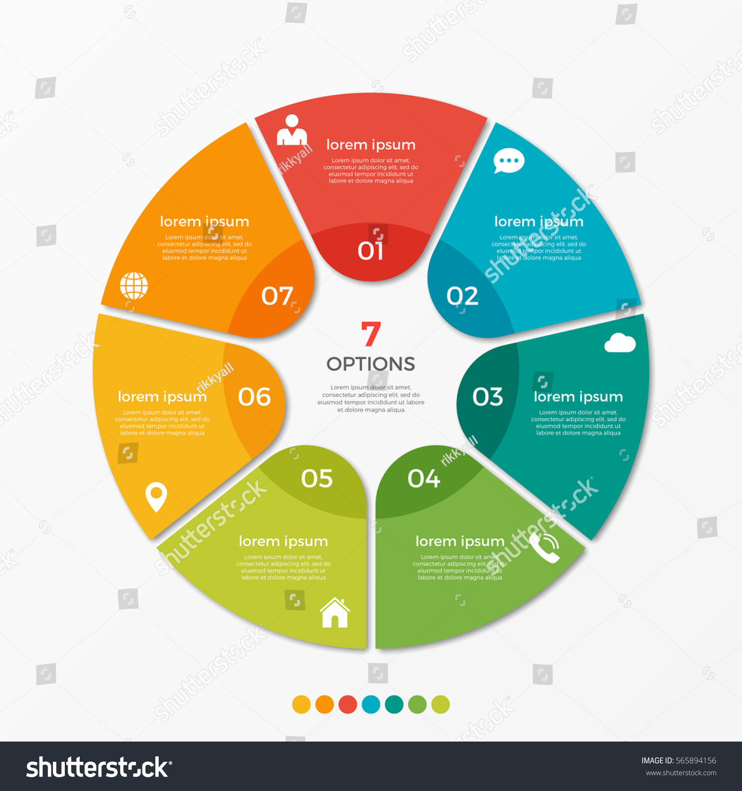 Circle Chart Infographic Template 7 Options Stock Vector (Royalty Free ...