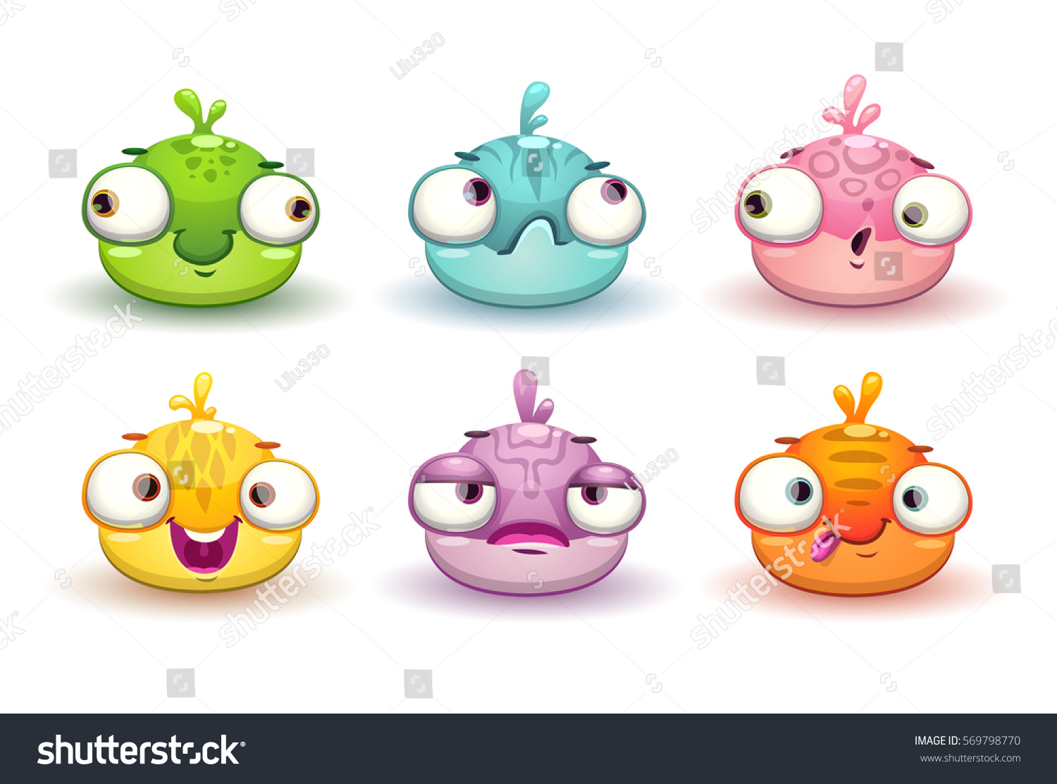 Funny Colorful Blob Characters Set Vector Stock Vector (Royalty Free ...