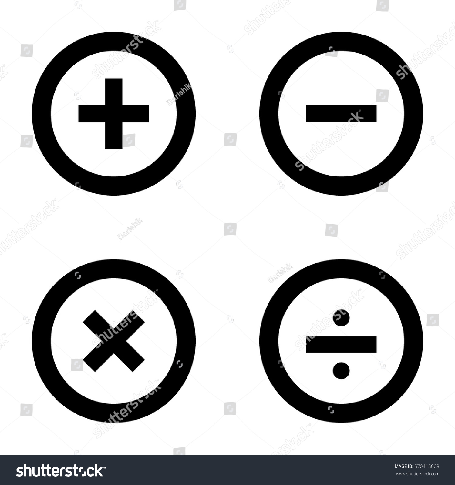Basic Mathematical Symbols On White Background Stock Vector (Royalty ...