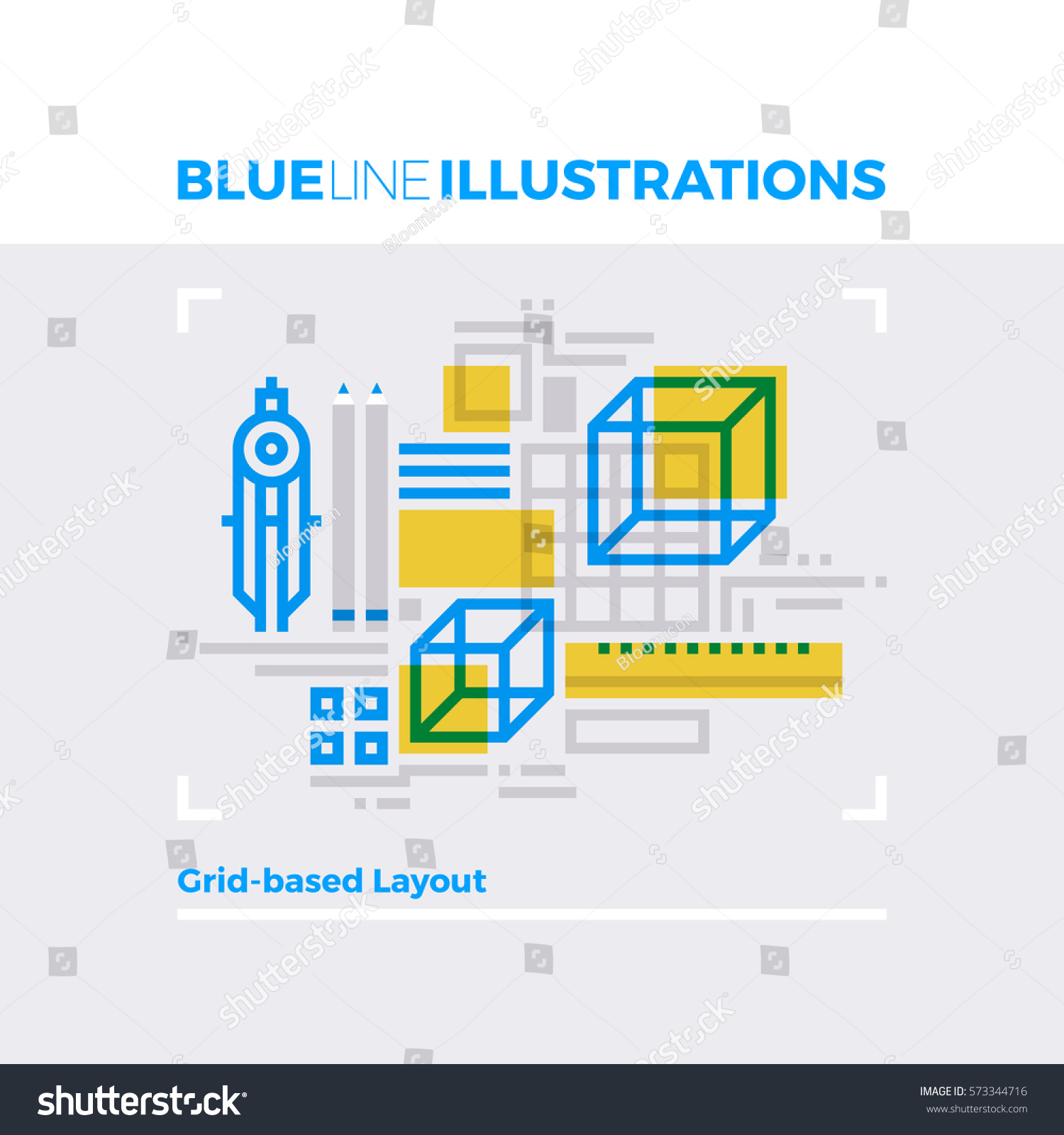 Blue Line Illustration Concept Grid Layout Stock Vector (Royalty Free) 573344716 | Shutterstock
