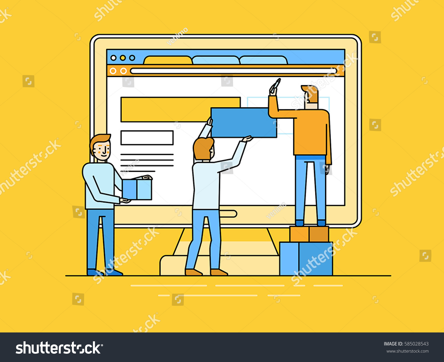 Vector Illustration Trendy Flat Linear Style Stock Vector (Royalty Free) 585028543 | Shutterstock