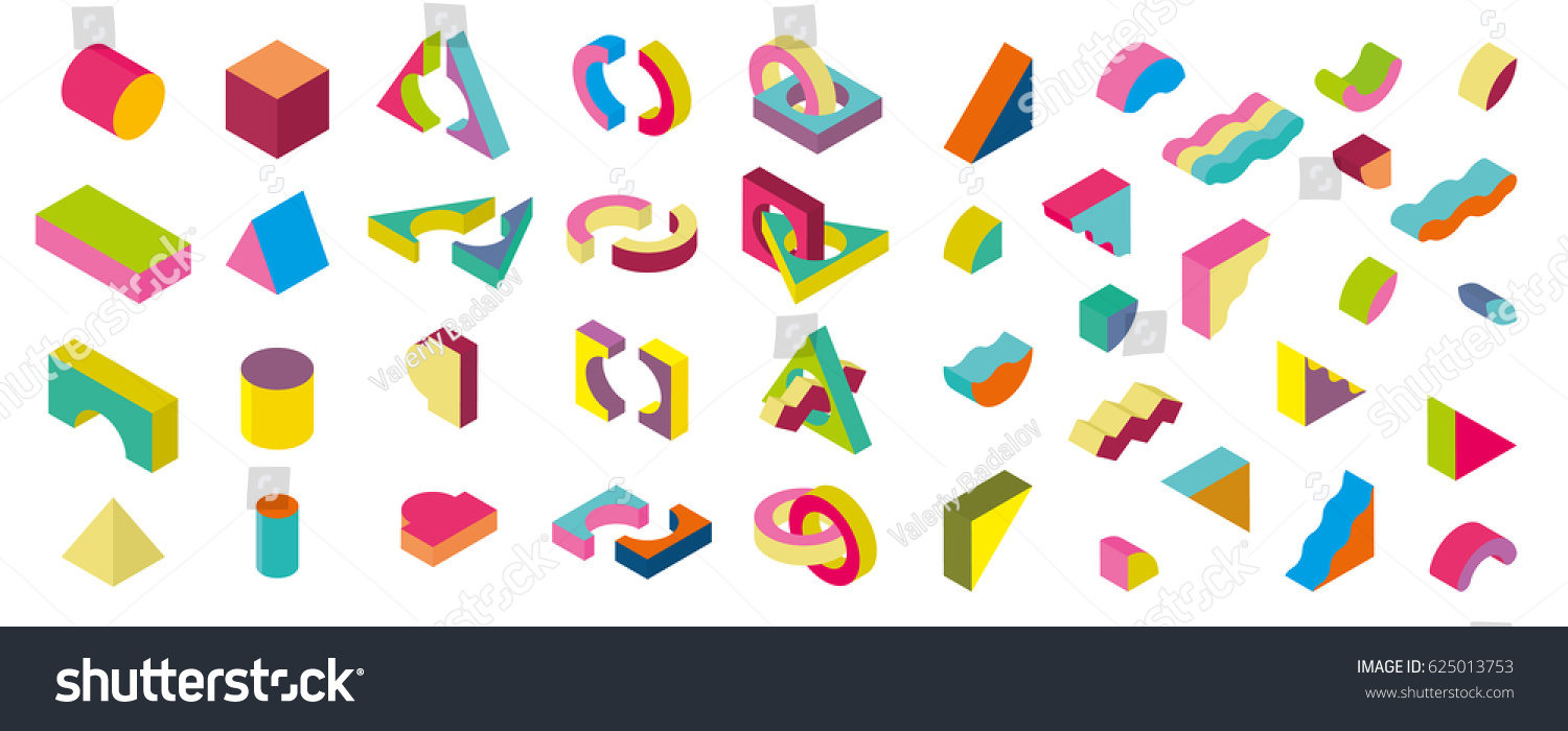 Big Set Isometric Blocks Color Design Stock Vector (Royalty Free ...