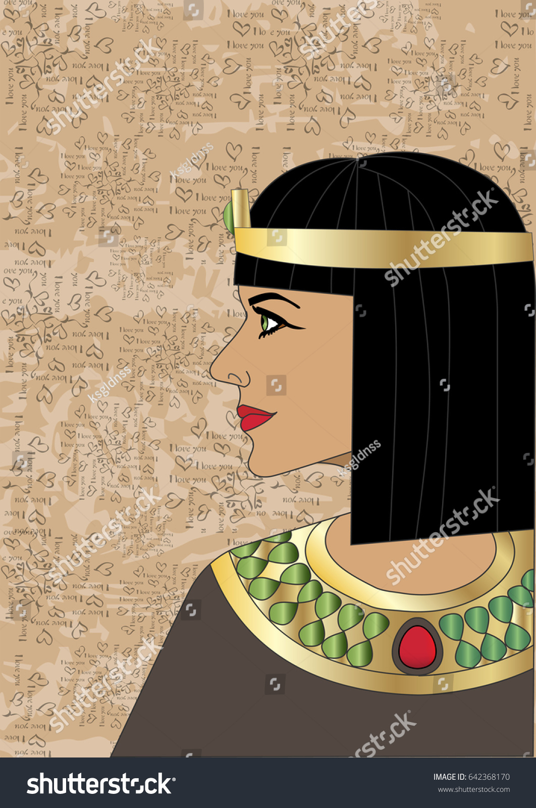 Head Egyptian Queen Cleopatra Profile On: เวกเตอร์สต็อก (ปลอดค่า ...