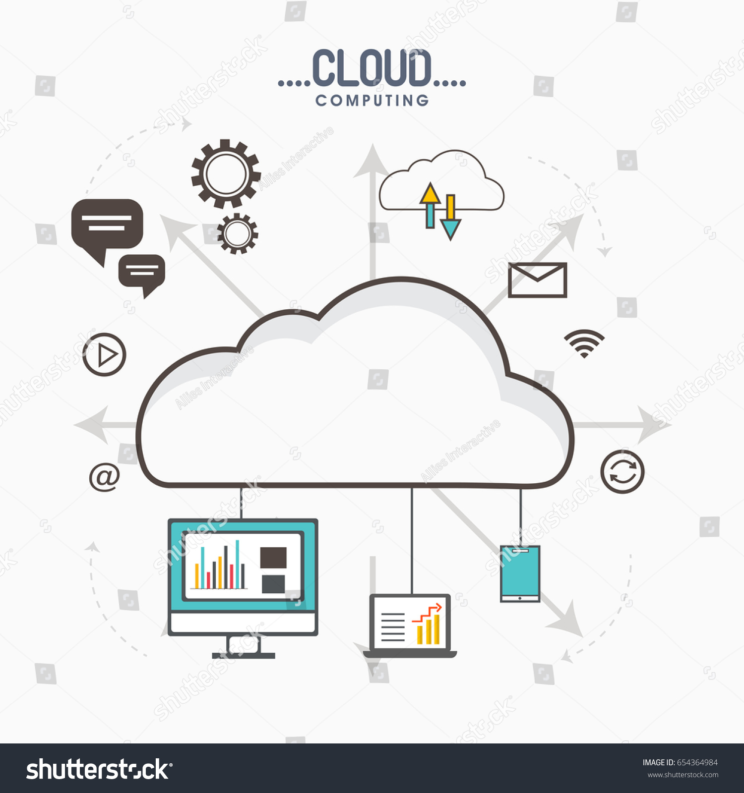 Flat Style Illustration Cloud Computing Process Stock Vector (Royalty ...