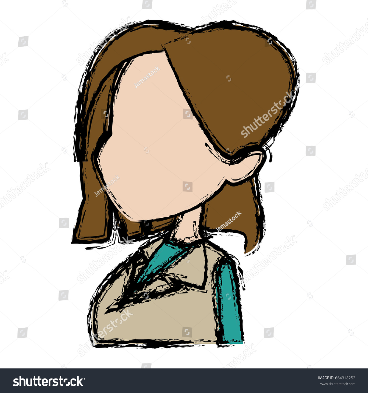 Female Character Head Woman Avatar Image Vector De Stock Libre De Regalías 664318252 