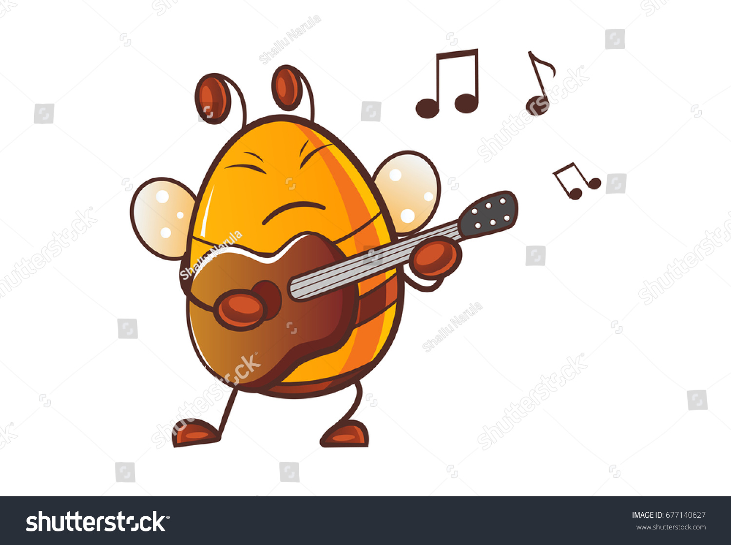 Cute Honey Bee Playing Guitar Vector Stock Vector (Royalty Free ...