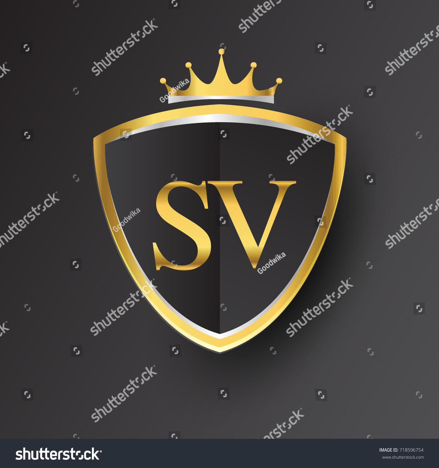 Initial Logo Letter Sv Shield Crown: vector de stock (libre de regalías) 718596754 | Shutterstock
