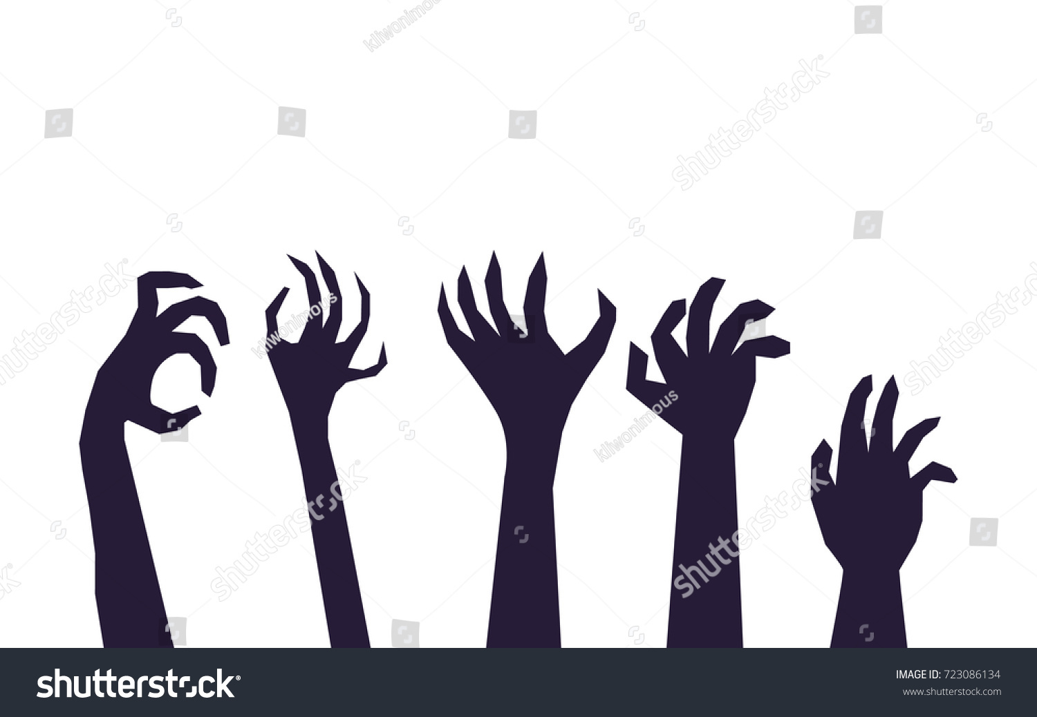 Spooky Zombie Hands Silhouettes Vector Illustration Stock Vector ...