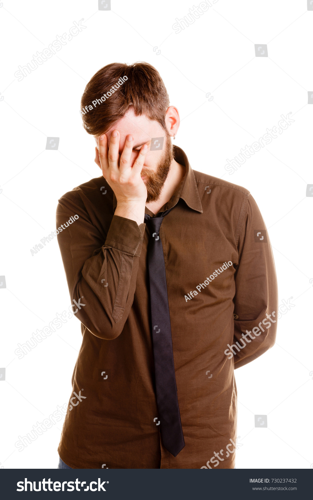 Handsome Man Beard Posing Standing Isolated Stock Photo 730237432 ...