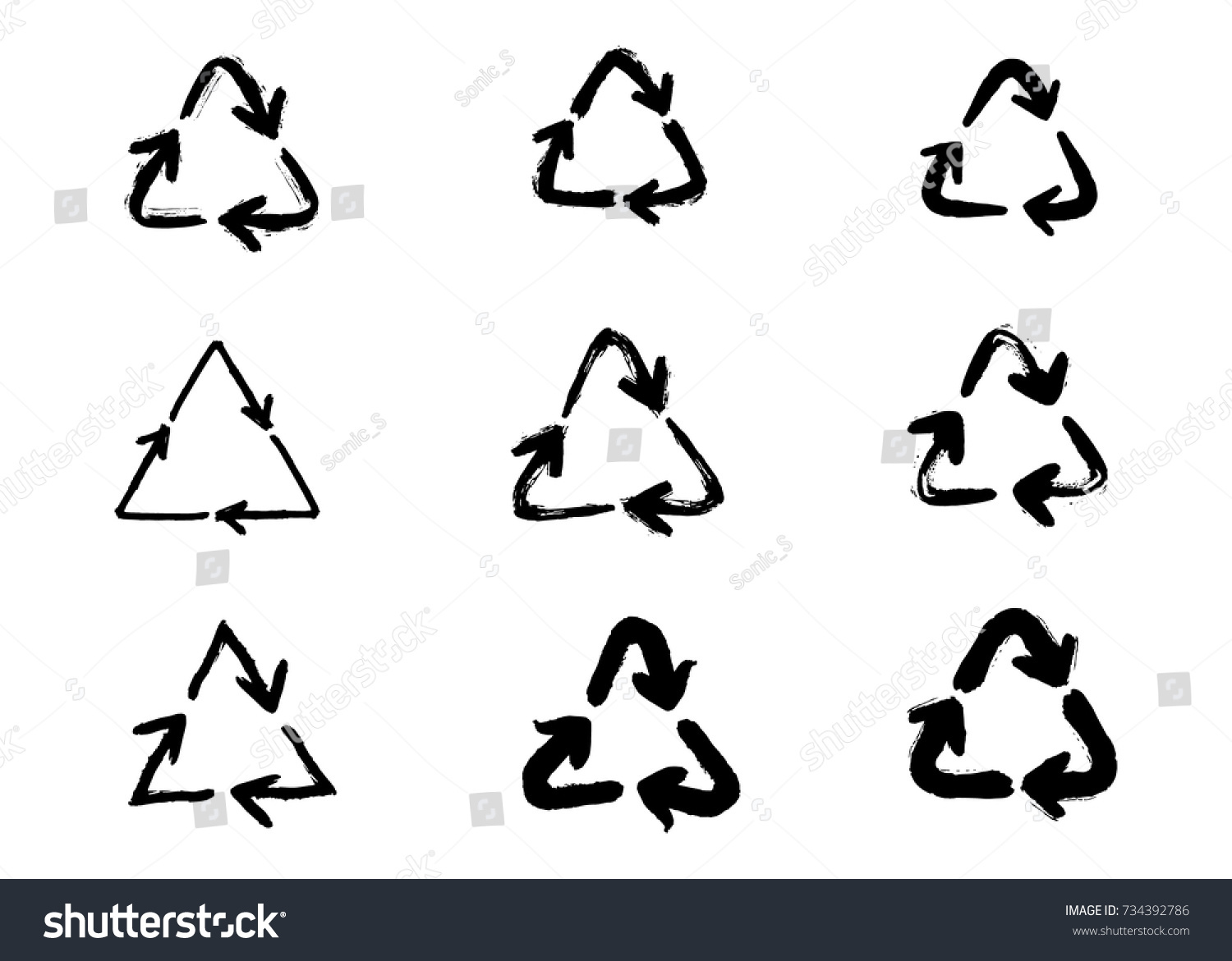 Hand Drawn Recycle Symbol Isolated Vector Stock Vector (Royalty Free ...