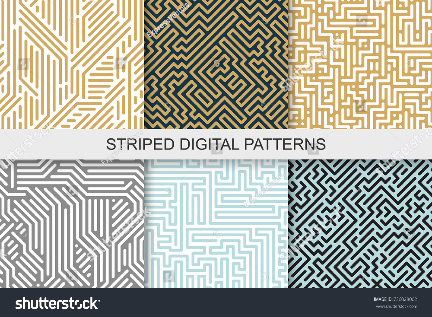 Collection Striped Seamless Geometric Patterns Colorful Stock Vector ...