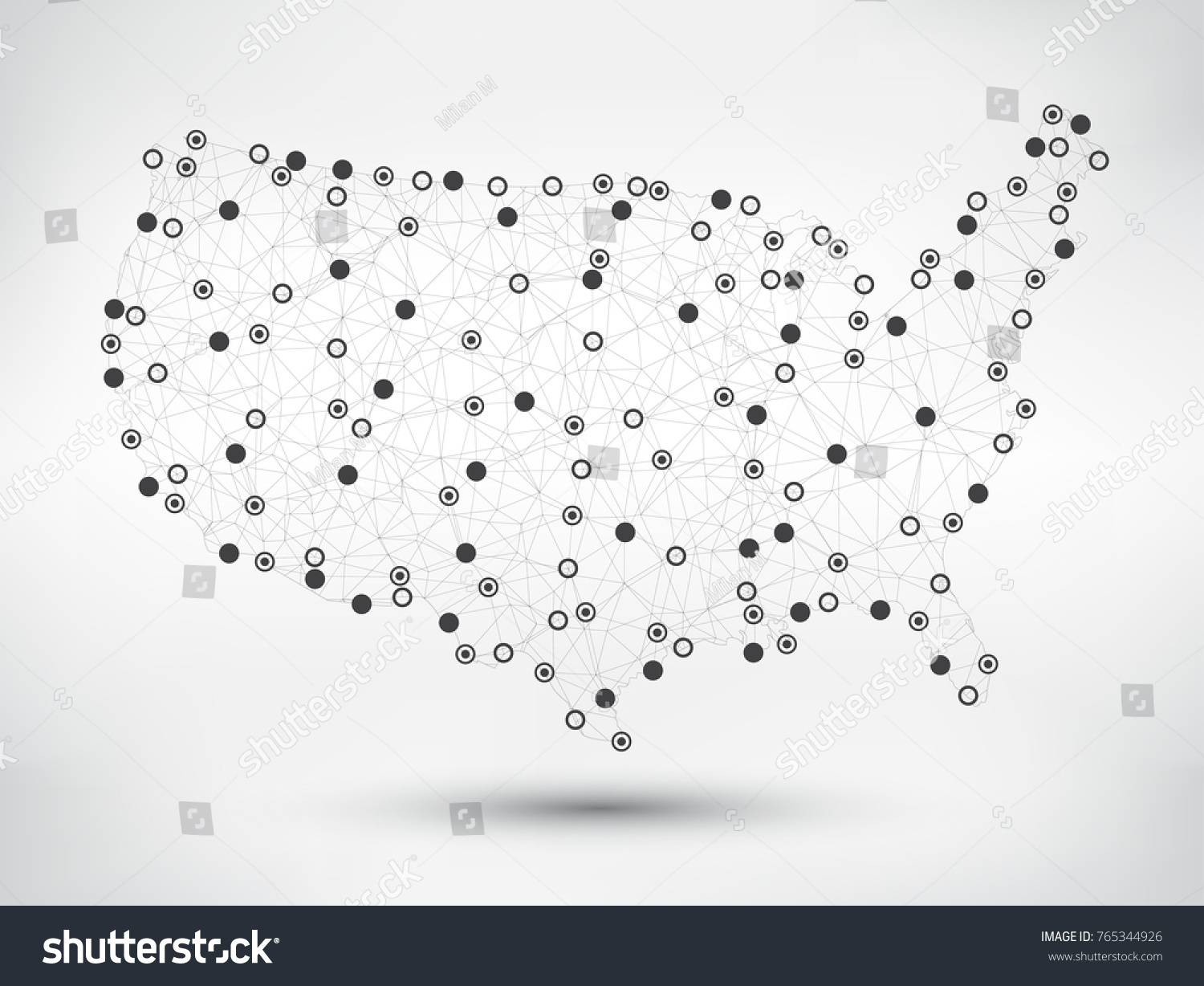 Geometric American Mapvector Usa Map Dots Stock Vector (Royalty Free ...