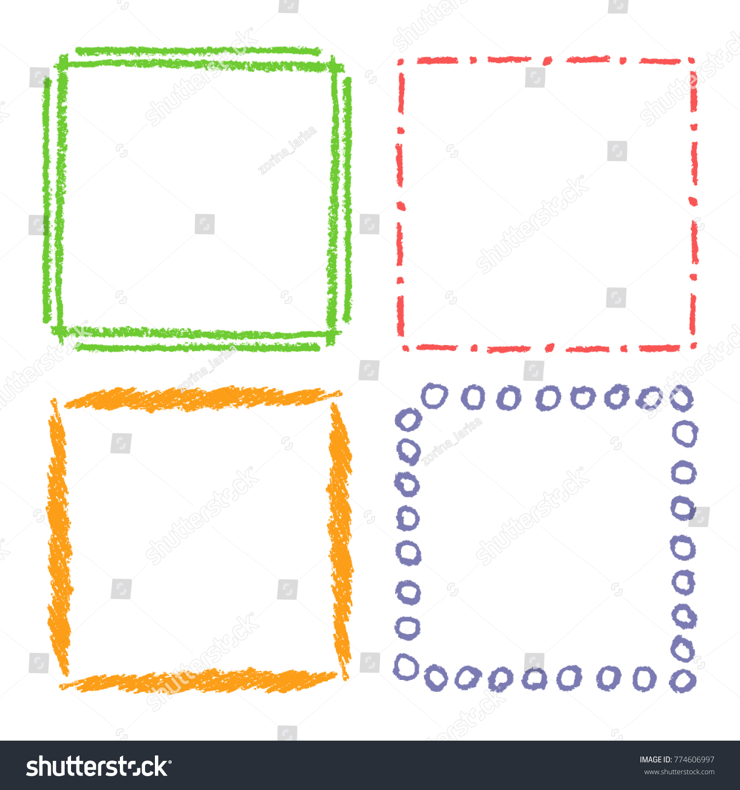 Crayon Hand Drawing Square Frames Set Stock Vector (Royalty Free ...