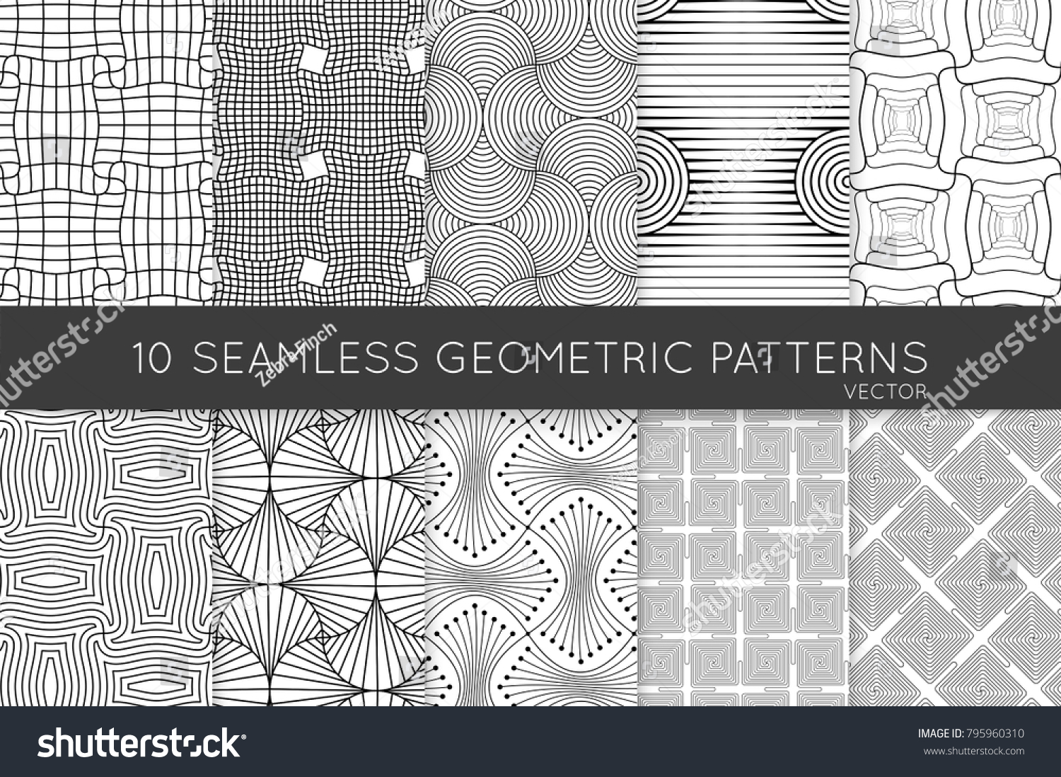 Collection Black White Seamless Patterns Simple 库存矢量图（免版税）795960310 | Shutterstock