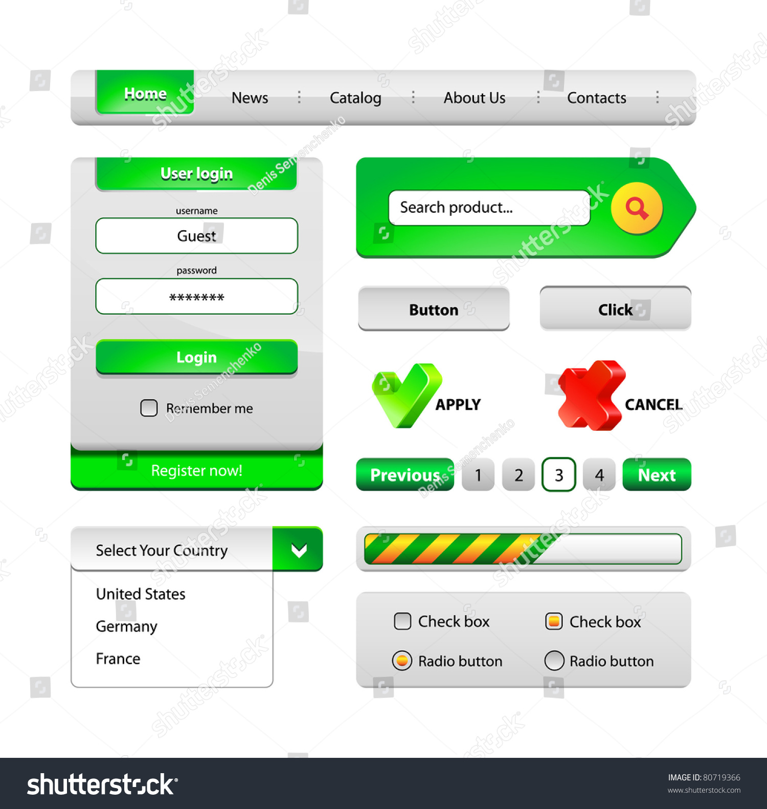 Green Hi-end Web Interface Design Elements Stock Vector (Royalty Free ...