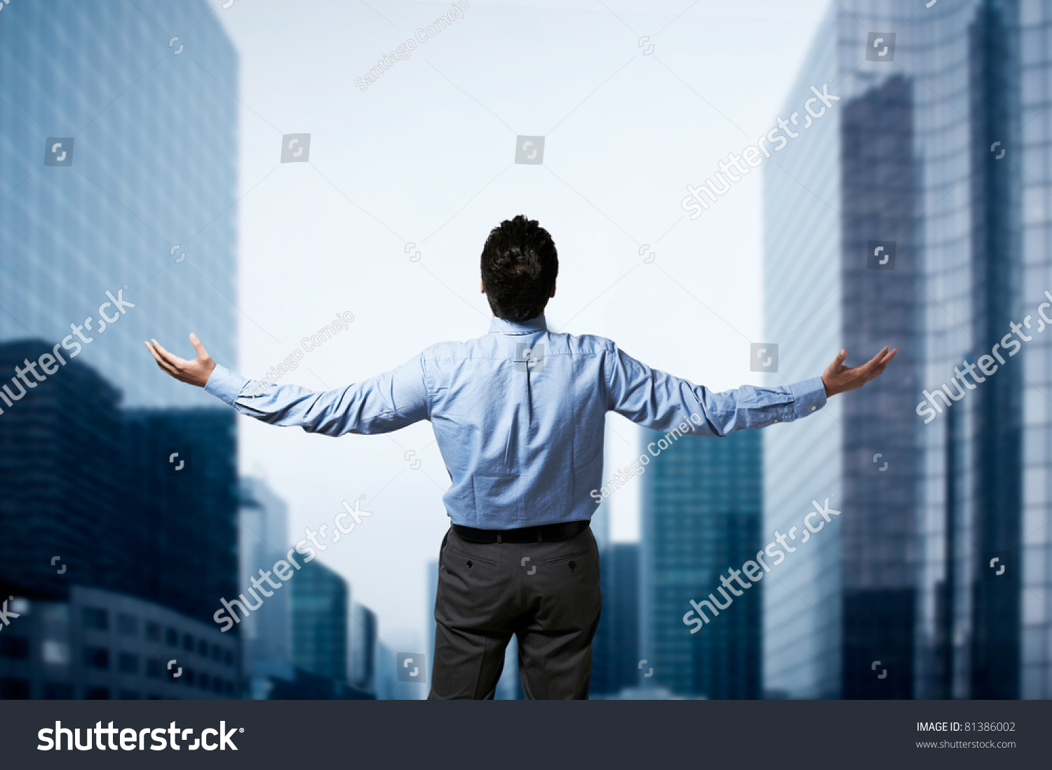 Young Successful Business Man Standing Arms Stock Photo 81386002 ...