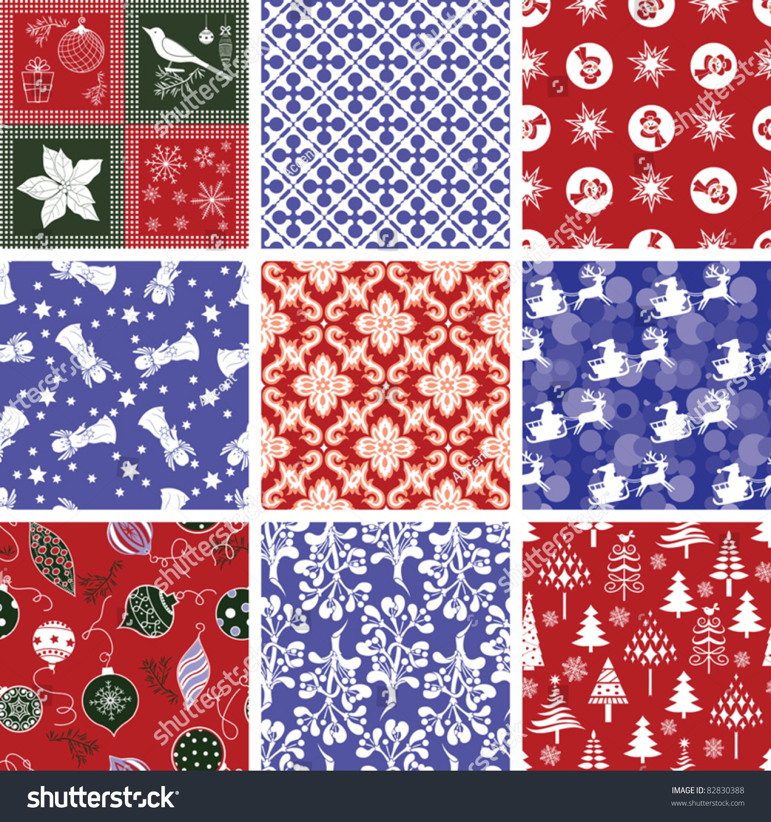Set Christmas Repeating Patterns Stock Vector (Royalty Free) 82830388 ...