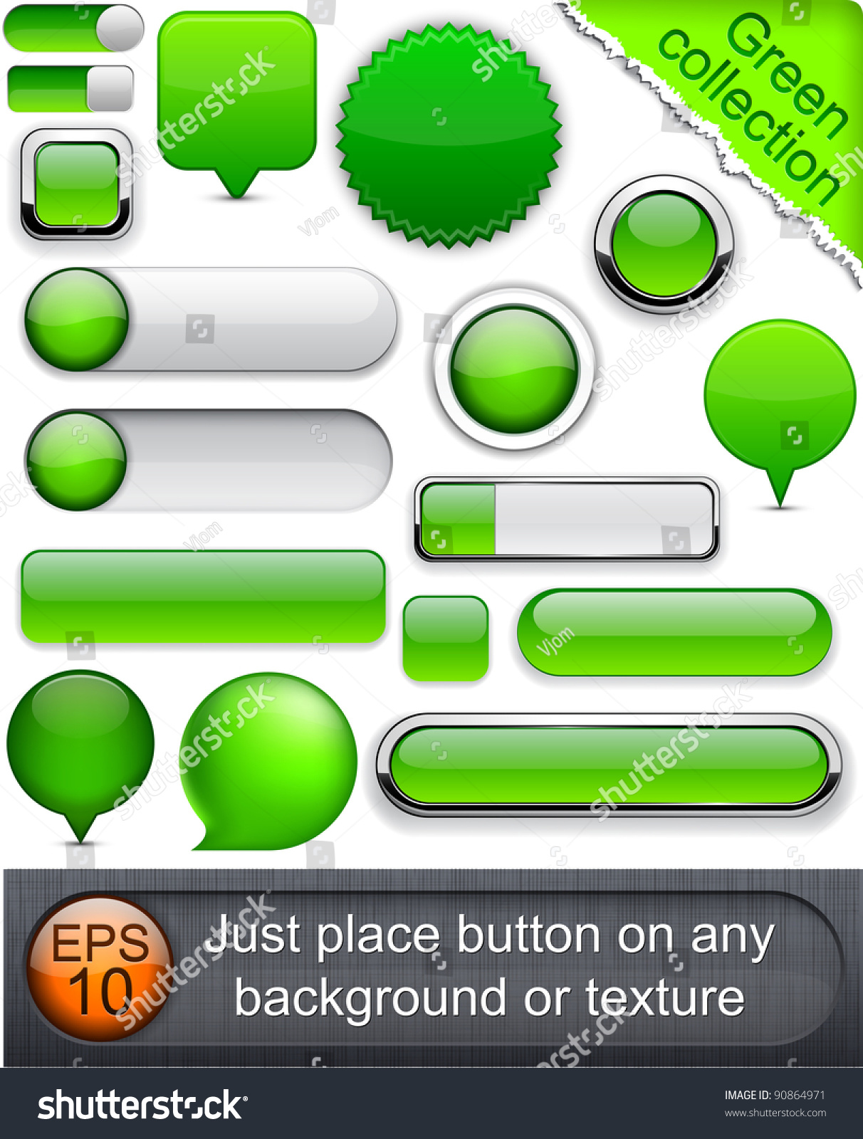 Blank Green Web Buttons Website App Stock Vector (Royalty Free ...
